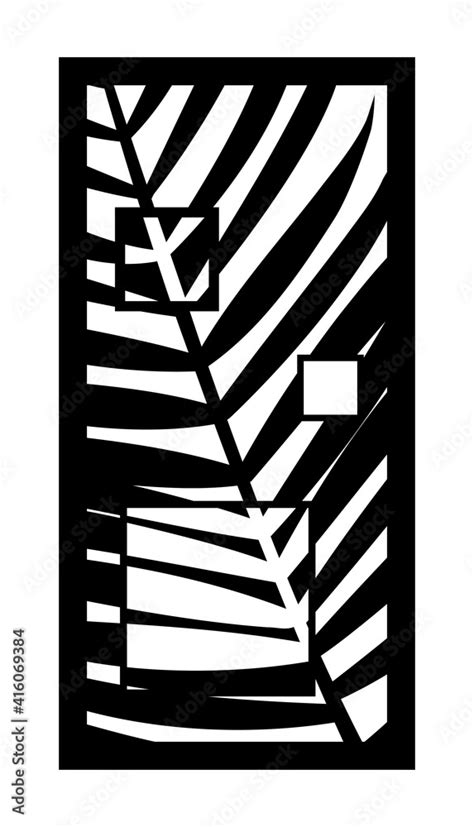 Cnc Pattern With Palm Leaf Decor Decorative Panel Screen Wall Vector Palm Branch Cnc Panel