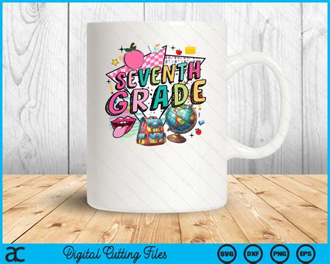 Retro Back To School 7th Grade Svg Png Digital Printable Files