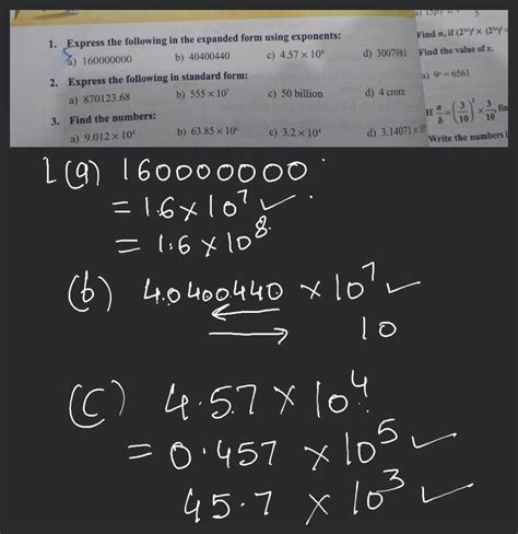 express the following in the expanded form using exponents a 160000000