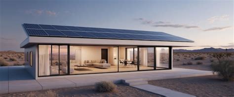 A Sleek Modern Prefab Home With Solar Panels In A Serene Desert