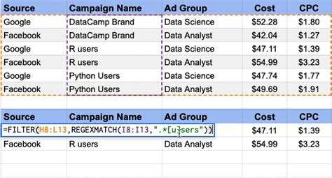 Test A String Using REGEXMATCH Google Sheets