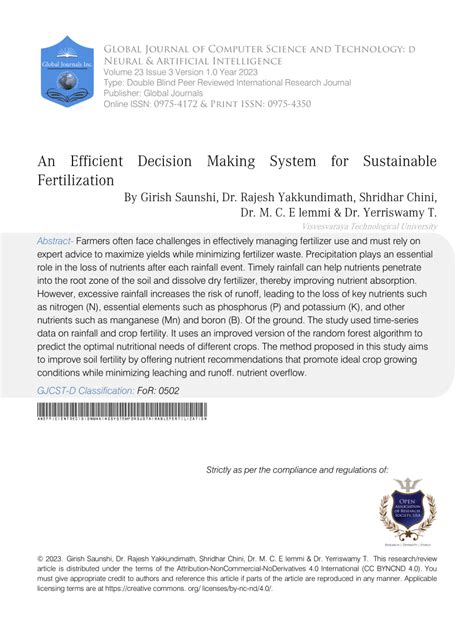Pdf An Efficient Decision Making System For Sustainable Fertilization An Efficient Decision