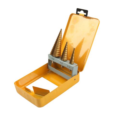 3pcs Titanium Coated Step Drill Bits Set Tolsen Tools Uk