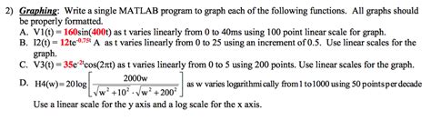 Solved Graphing Write A Single MATLAB Program To Graph Chegg Com