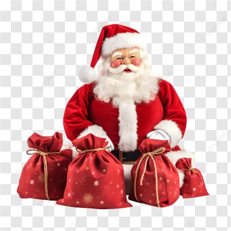기쁨과 명절 환호를 퍼뜨리는 선물 가방을 들고 있는 산타클로스 산타 클로스 선물 Png 일러스트 및 이미지 에 대한 무료