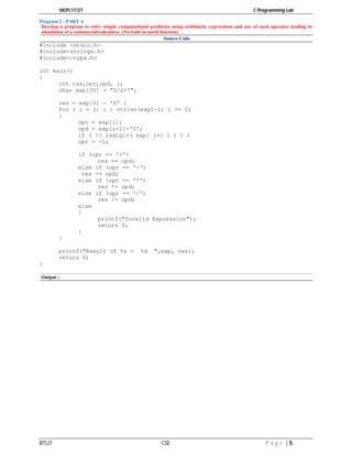 C Programming Lab manual 18CPL17 | PDF | Programming Languages | Computing