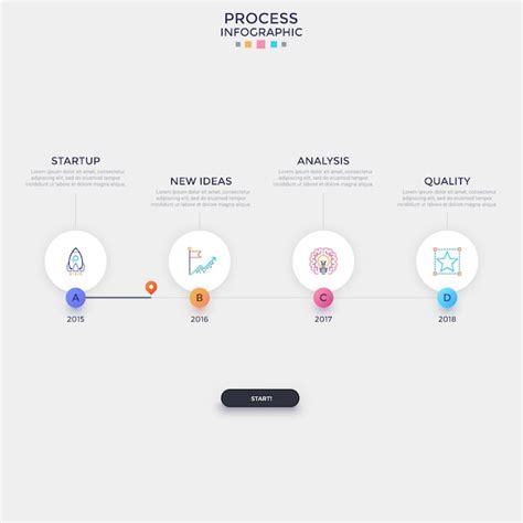 Premium Vector Horizontal Timeline Or Progress Bar With 4 Paper White Round Elements Linear