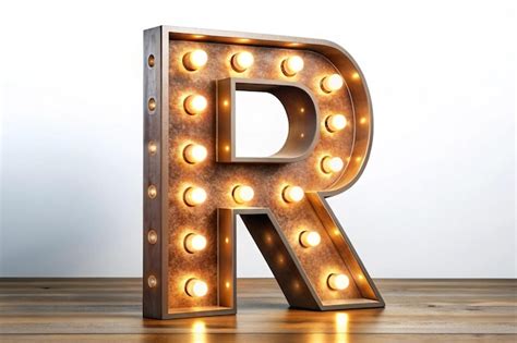 Illuminated Marquee Light Bulb Letter R Premium Ai Generated Image