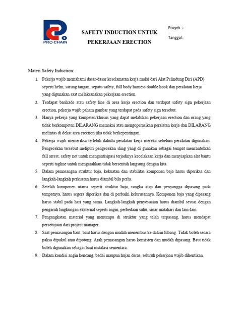 Safety Induction Untuk Erection Fix Pdf