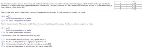 Let The Random Variable X Represent The Number Of Chegg