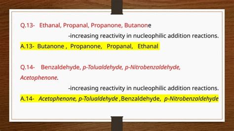 Class 12 Organic Chemistry Questions Based On Sequential Order Pptx Chemistry Science