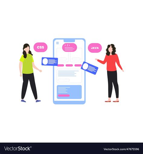 Girls Coding Css And Java Royalty Free Vector Image
