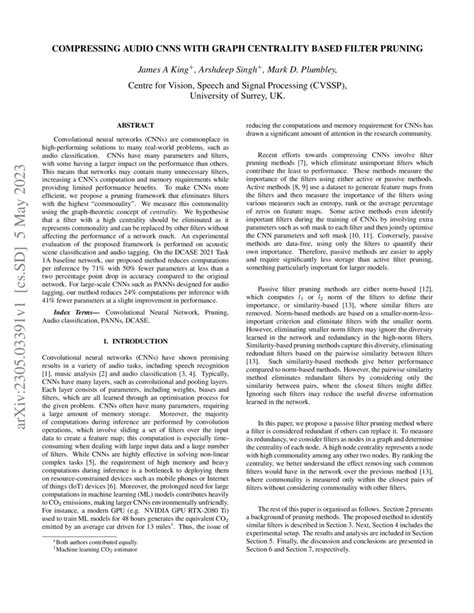 Compressing Audio Cnns With Graph Centrality Based Filter Pruning Deepai