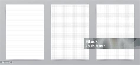 Math Lined Paper Pages Vector Realistic Illustration Stock Illustration