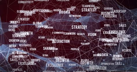 Business Concept Texts And Network Of Connections Against Black Background Stock Illustration