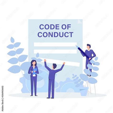 Code Of Conduct Concept Flat Illustration People Working Discussing