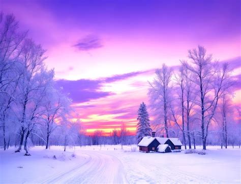 Premium Ai Image Winter Woods Landscape Night Scene And Selenium Tone