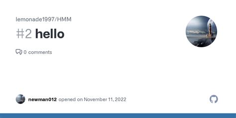 Hello Issue Lemonade HMM GitHub