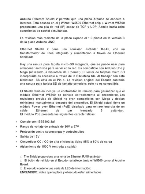 Arduino Ethernet Shield Pdf Red De Computadoras Informática