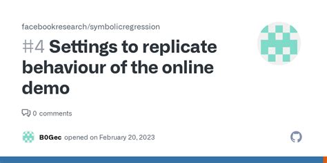 Settings To Replicate Behaviour Of The Online Demo Issue