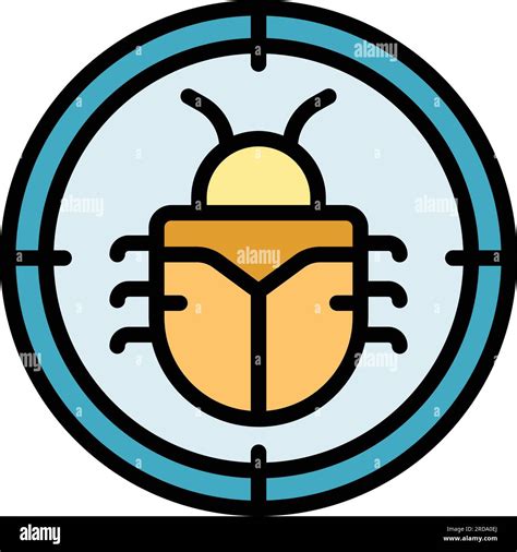 Cyber Bug Icon Outline Vector Secure Fraud Money Key Color Flat Stock