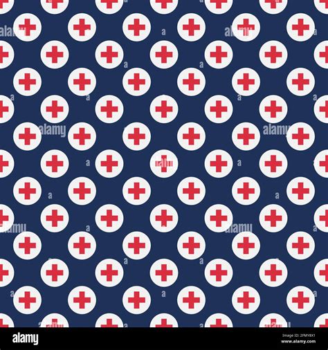 Abstract Vector Seamless Pattern Of White Circles With Red Crosses