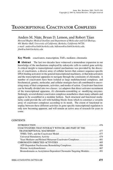 Pdf Transcriptional Coactivator Complexes