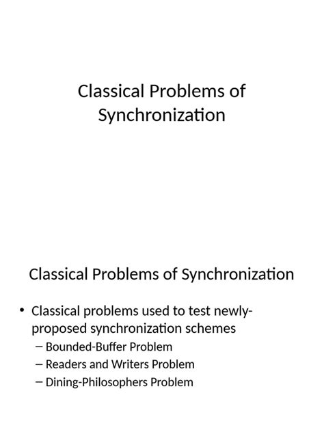 Classical Problems Of Synchronization Pdf Concurrent Computing Computer Engineering