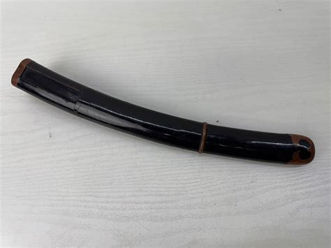 Y9889 Saya Black Lacquer Scabbard Metal Fittings Japan Antique Samurai