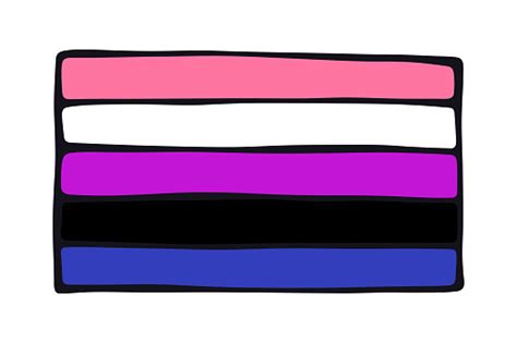 다채로운 성별 유체 자부심 플래그 해피 프라이드 데이 Lgbtq 커뮤니티 프라이드의 달 포스터 스티커 로고 카드에 대 한 벡터 손으로 그린 낙서 0명에 대한 스톡 벡터 아트