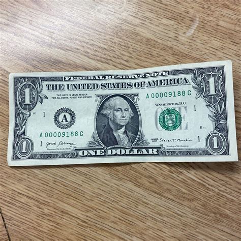 One Dollar Bill Fancy 4 Digit Low Serial Number 00009188 4316170640