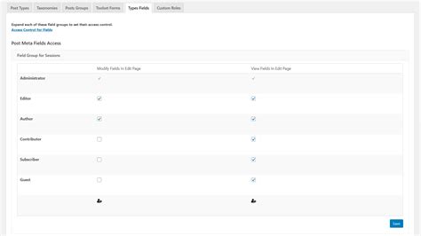 access control for fields in wordpress toolset