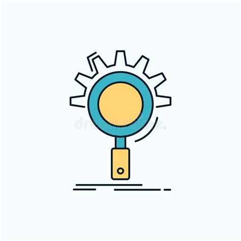 Seo Search Optimization Process Setting Flat Icon Green And Yellow Sign And Symbols For