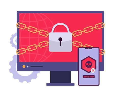 Premium Vector Ransomware Attack Computer And Digital Device For Cyber Crime Concept Illustration