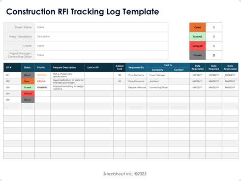 Free Rfi Templates For Construction All Formats