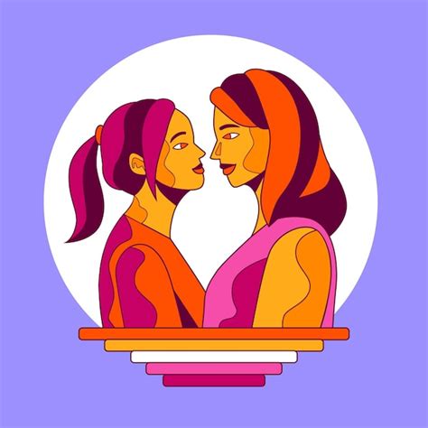 Premium Vector Cartoon Lesbian Kiss Illustration