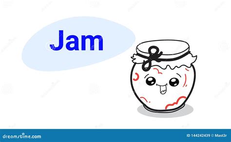 Cute Fruits Jam Jar Cartoon Comic Character With Smiling Face Happy