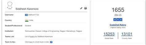 Siddhesh Karemore On Linkedin Codechef 3starcoder Javaprogrammer