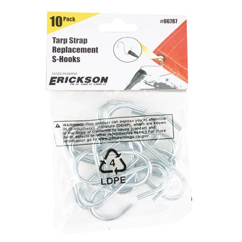 10 Pack Tarp Strap Replacement S Hooks Erickson Manufacturing