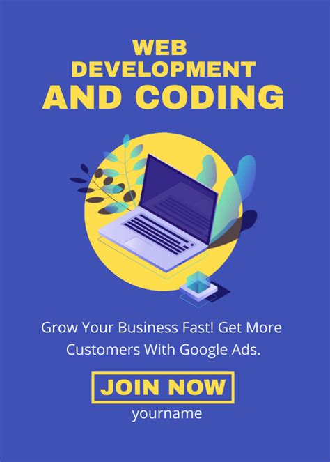 Web Development And Coding Course Ad Online Flyer Template Vistacreate