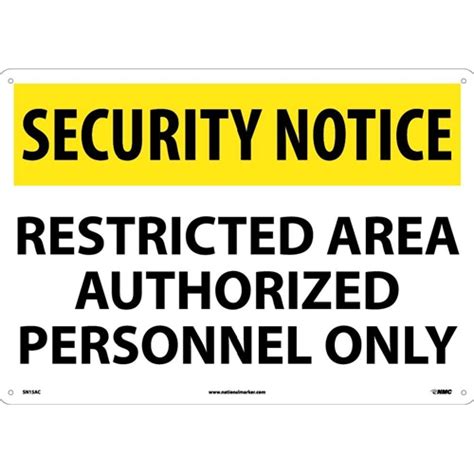 Security Notice Restricted Area Sign Sn15ac