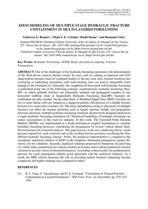 Pdf Xfem Modeling Of Multiple Stage Hydraulic Fracture Containment In Multi Layered Formations