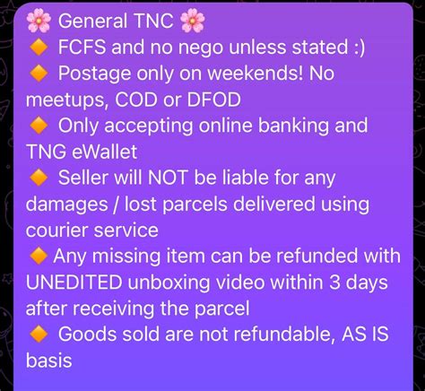 Announcement Revised Terms And Conditions And Reservation Tnc Announcements On Carousell