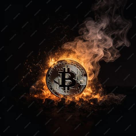Premium Ai Image Bitcoin And Fire On Black Background