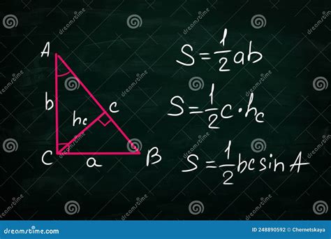 Basic Triangle Area Formulas Written On Chalkboard Stock Illustration Illustration Of College
