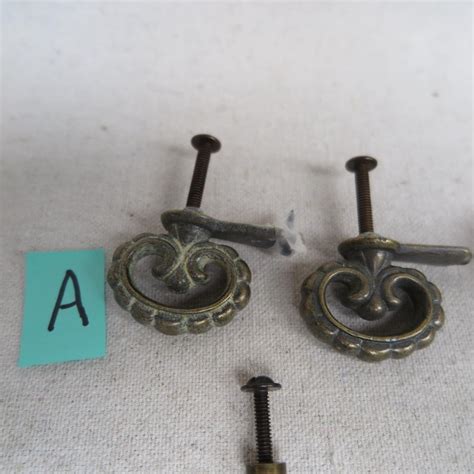 Vintage Mcm Drawer Pull Brass Ring Pull Ornate Mock Key Pull Allison