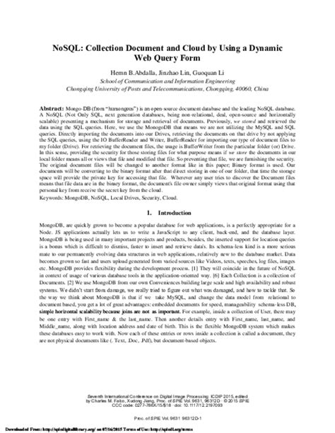 Pdf Nosql Collection Document And Cloud By Using A Dynamic Web Query Form