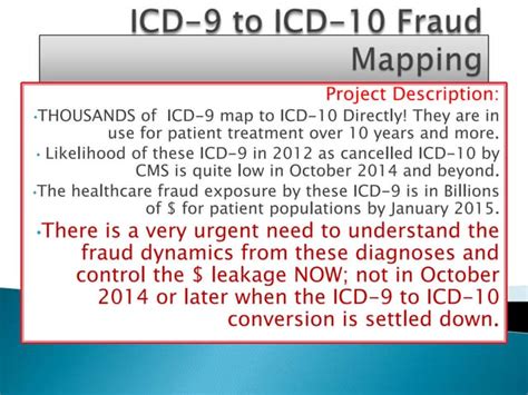 Icd 9 To Icd 10 Fraud Mapping Pptx
