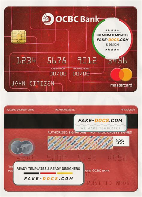 Singapore Ocbc Bank Mastercard Fully Editable Template In Psd Format