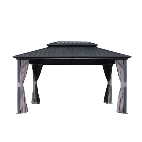 Purple Leaf 12 Ft X 12 Ft Gazebo Square Bronze Metal Steel Roof Gazebo